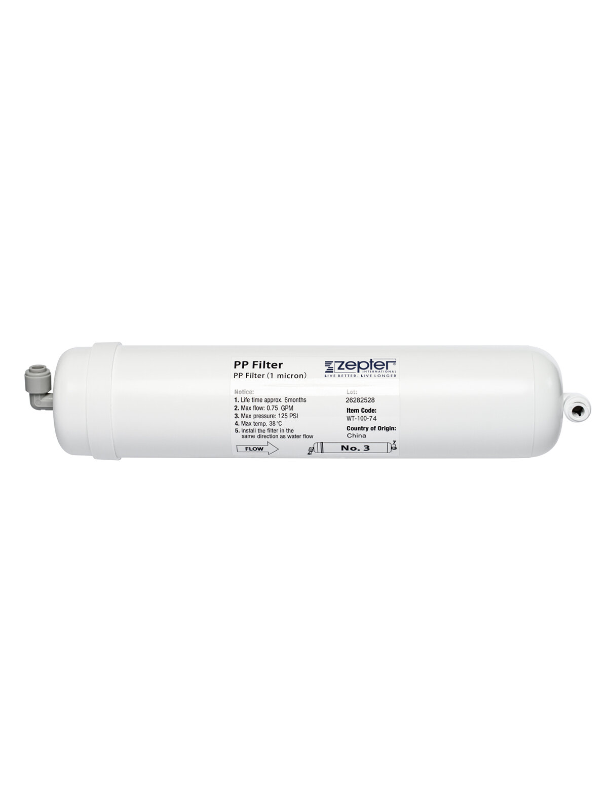 Фильтр Zepter WT-100-74, для Aqueena Pro, полипропиленовый, угольная фильтрация, 1 мкм
