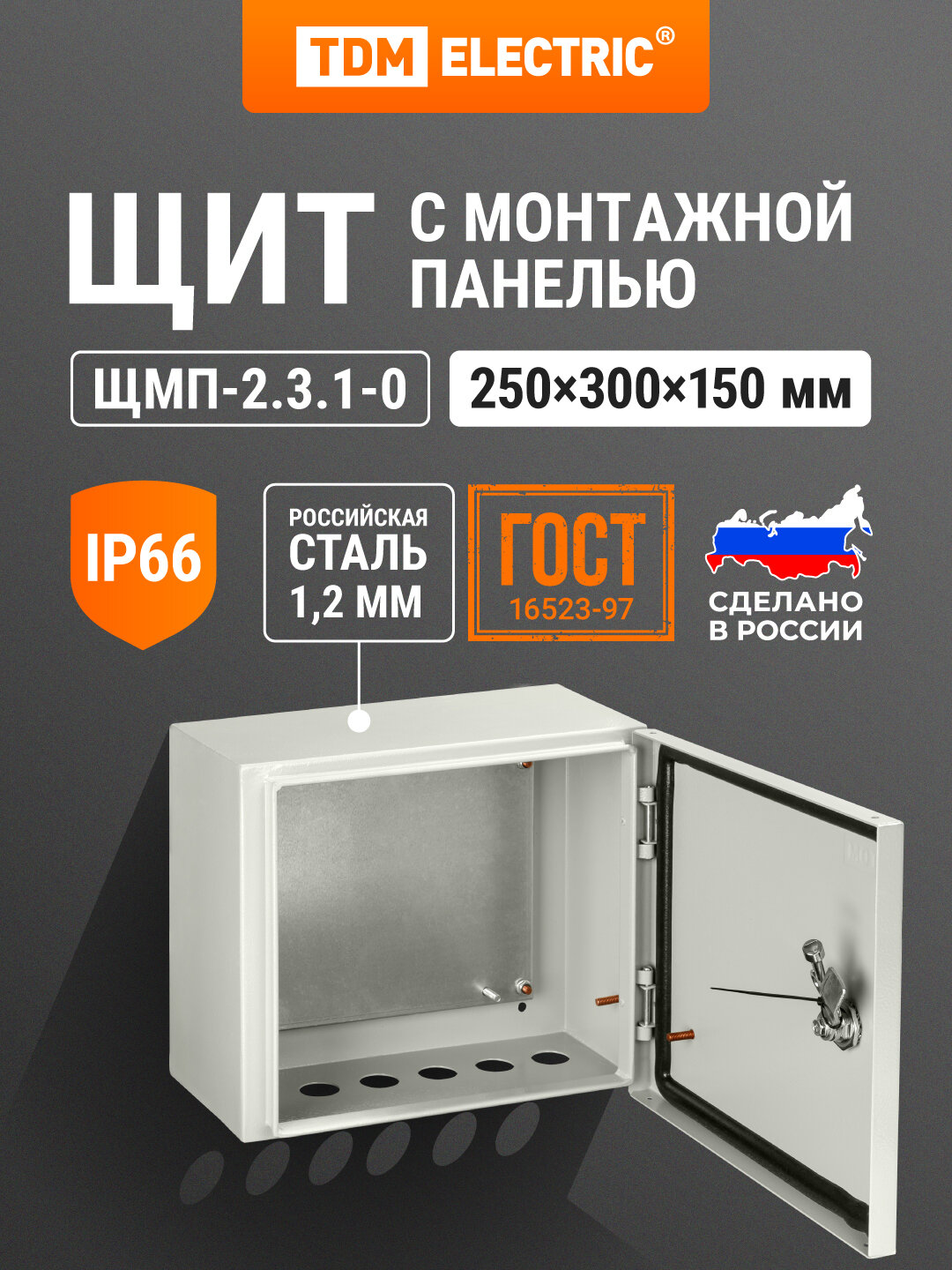Щит электрический ЩМП-2.3.1-0 IP66 (250х300х150) TDM ELECTRIC