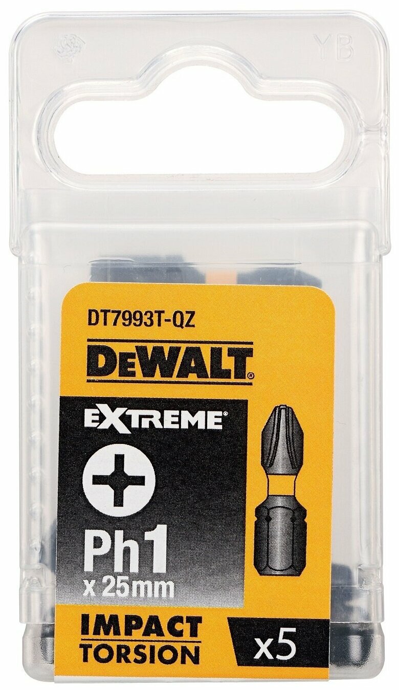 Биты ударные DeWalt IMPACT Torsion Ph1 25мм 5 шт DT7993T-QZ