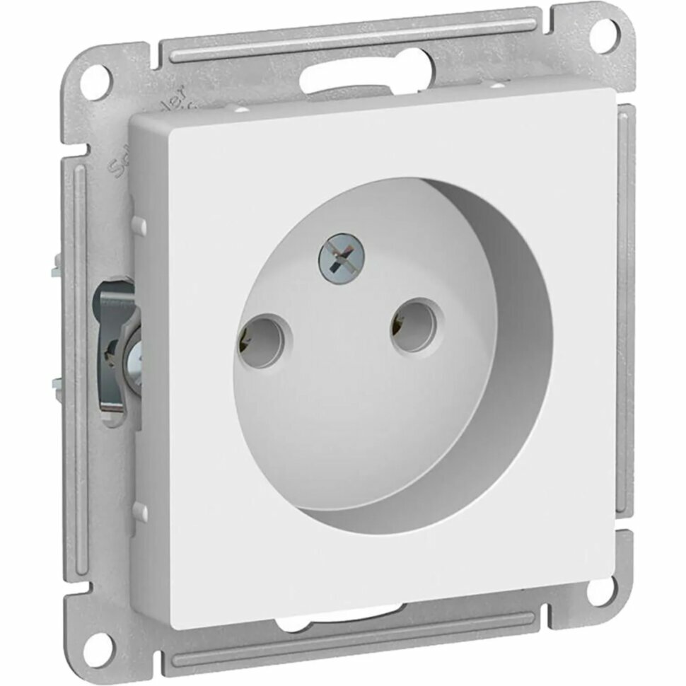 Розетка 1-м СП AtlasDesign 16А IP20 без заземл без з/ш бел SE ATN000141, 2082409