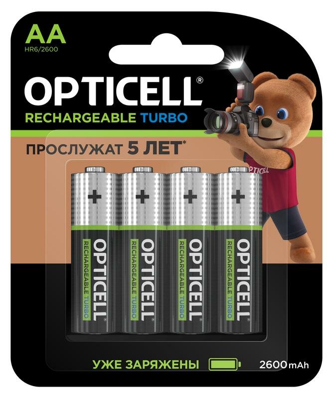 Аккумулятор AA/HR6 1.2В 2600мА. ч Ni-MH (блист.4шт) Turbo Opticell 6080002