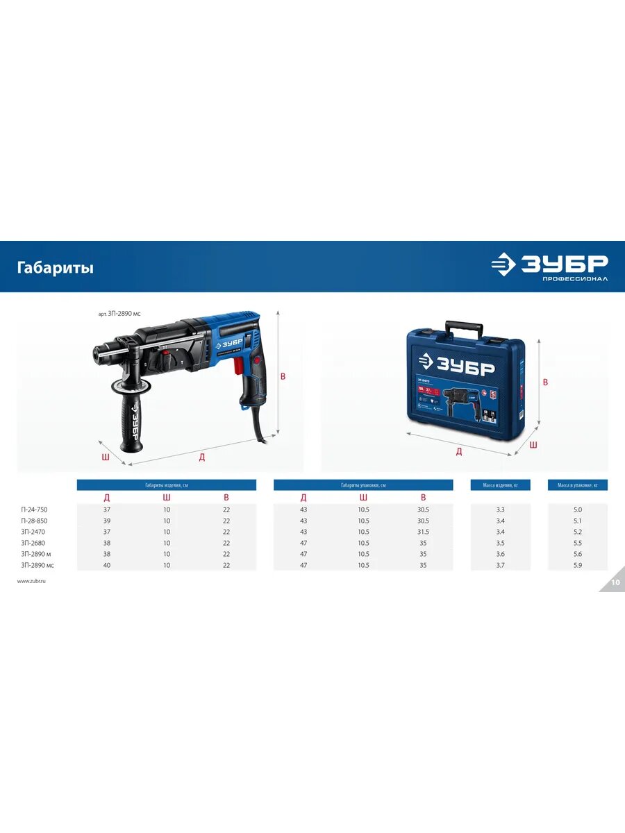 ЗУБР 24 мм, 750 Вт, перфоратор SDS Plus (П-24-750)