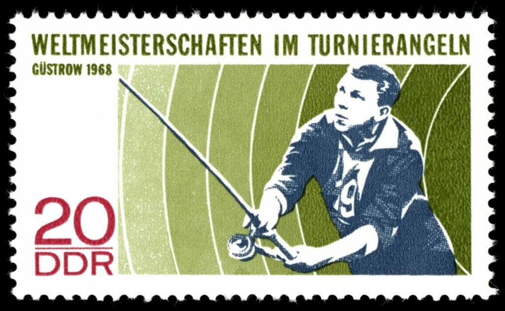 (1968-042) Марка Германия (ГДР) "Рыбная ловля" Спортивные мероприятия II
