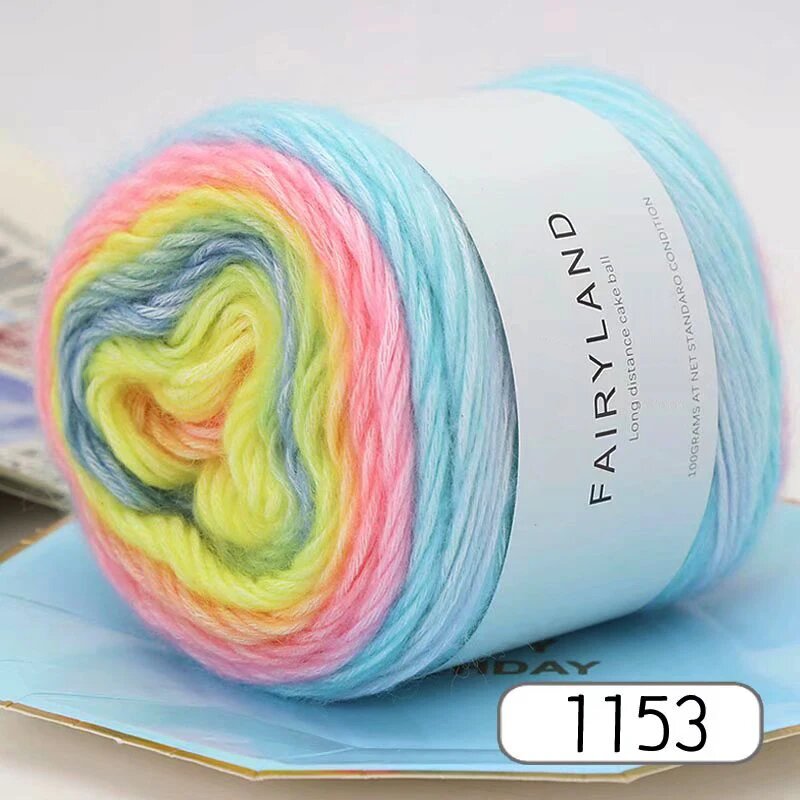Радужная пряжа 100 г, хлопок/акрил 1153