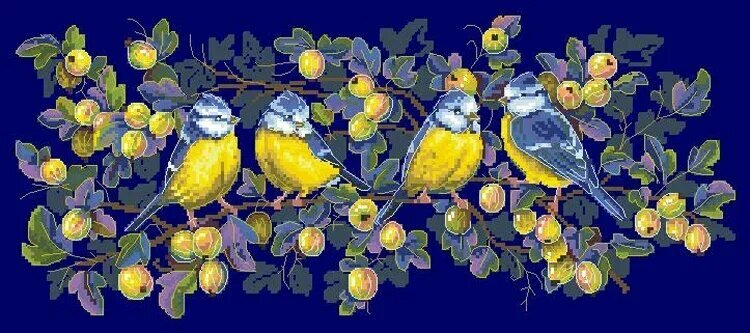 Наборы для вышивки крестом Amishop Gold Bullfinches и Титусы и B Titmouses, 14CT unprint canvas