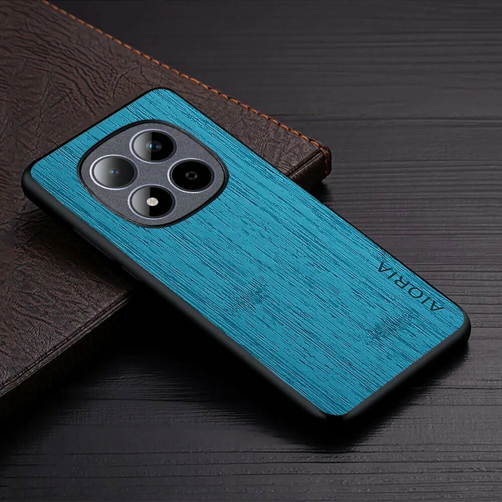 Чехол для Xiaomi Poco M8 Pro M3 Pro с текстурой под прямую древесную Поко М8, Синий, Голубой, Cyan
