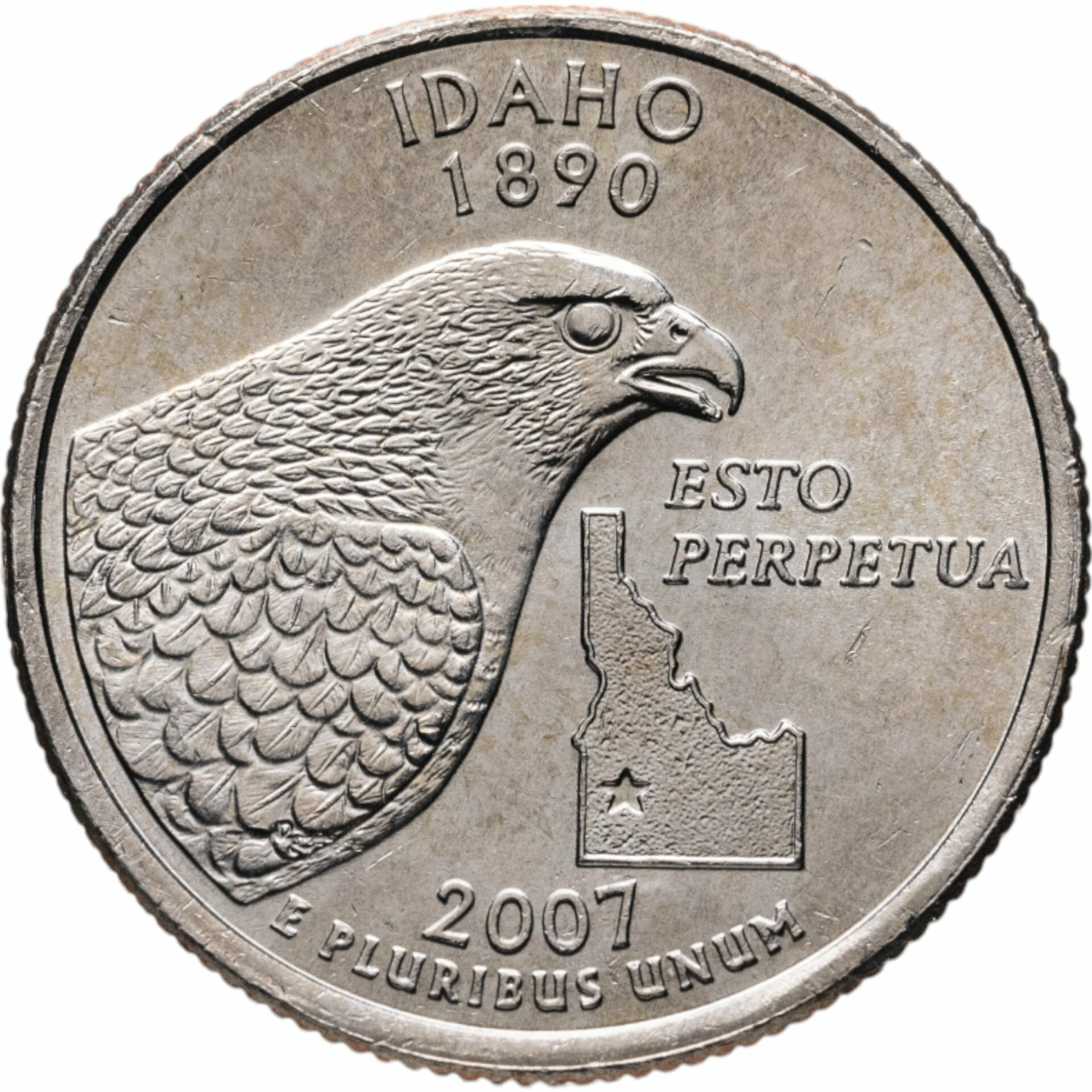 США 25 центов квотер, 1/4 доллара, quarter dollar 2007 P Квотер штата Айдахо знак монетного двора: "P" - Филадельфия, Медь, в сохранности UNC