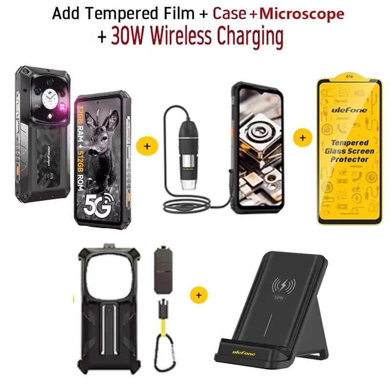 Прочный телефон Ulefone Armor 28 Pro 5G AI, 16 ГБ + 512 ГБ, аккумулятор US Plug, Add Mic Case WCS01