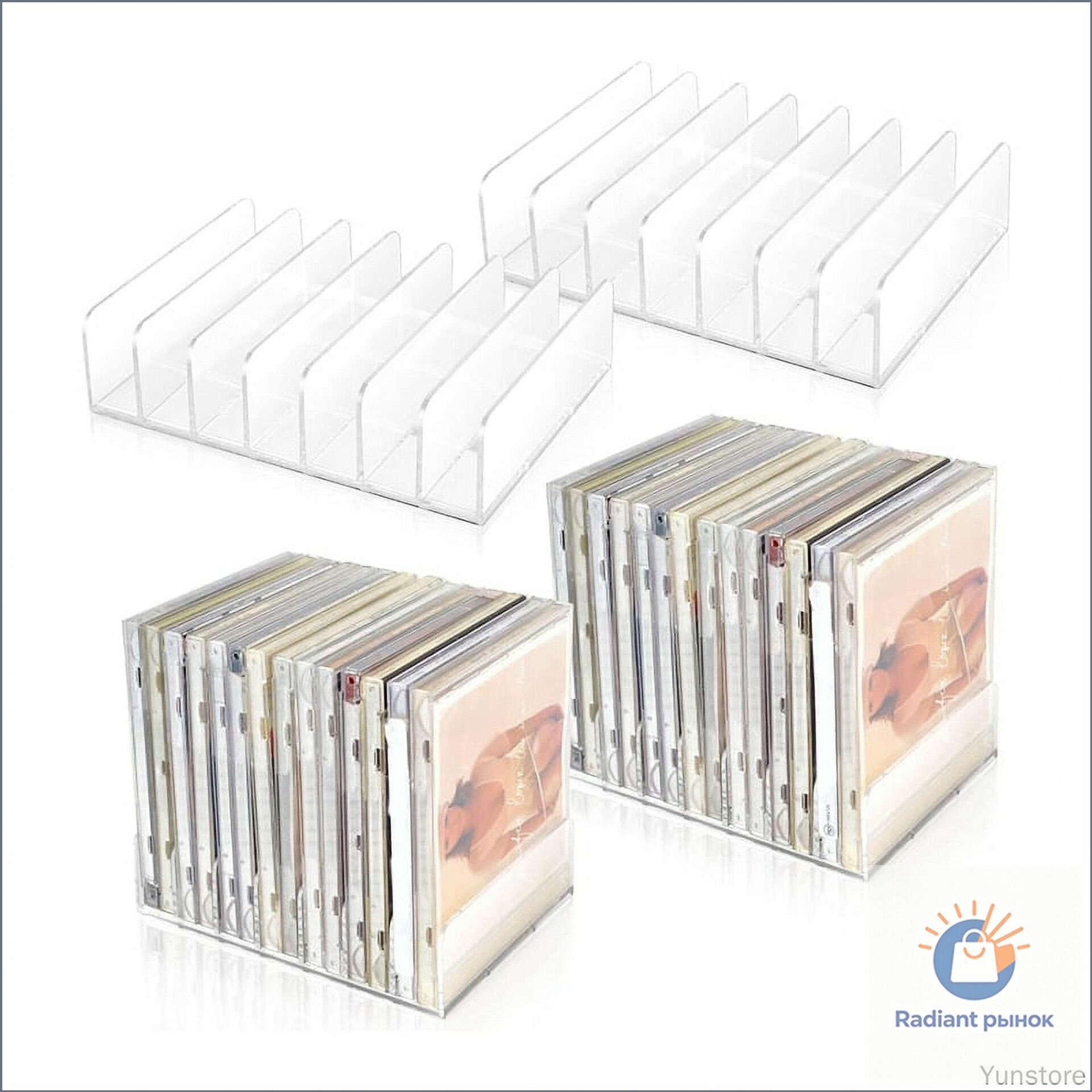 Организатор для CD из четырех штук из прочного акрила компактный органайзер для экономии места, выставочная полка для домашней библиотеки и коллекций