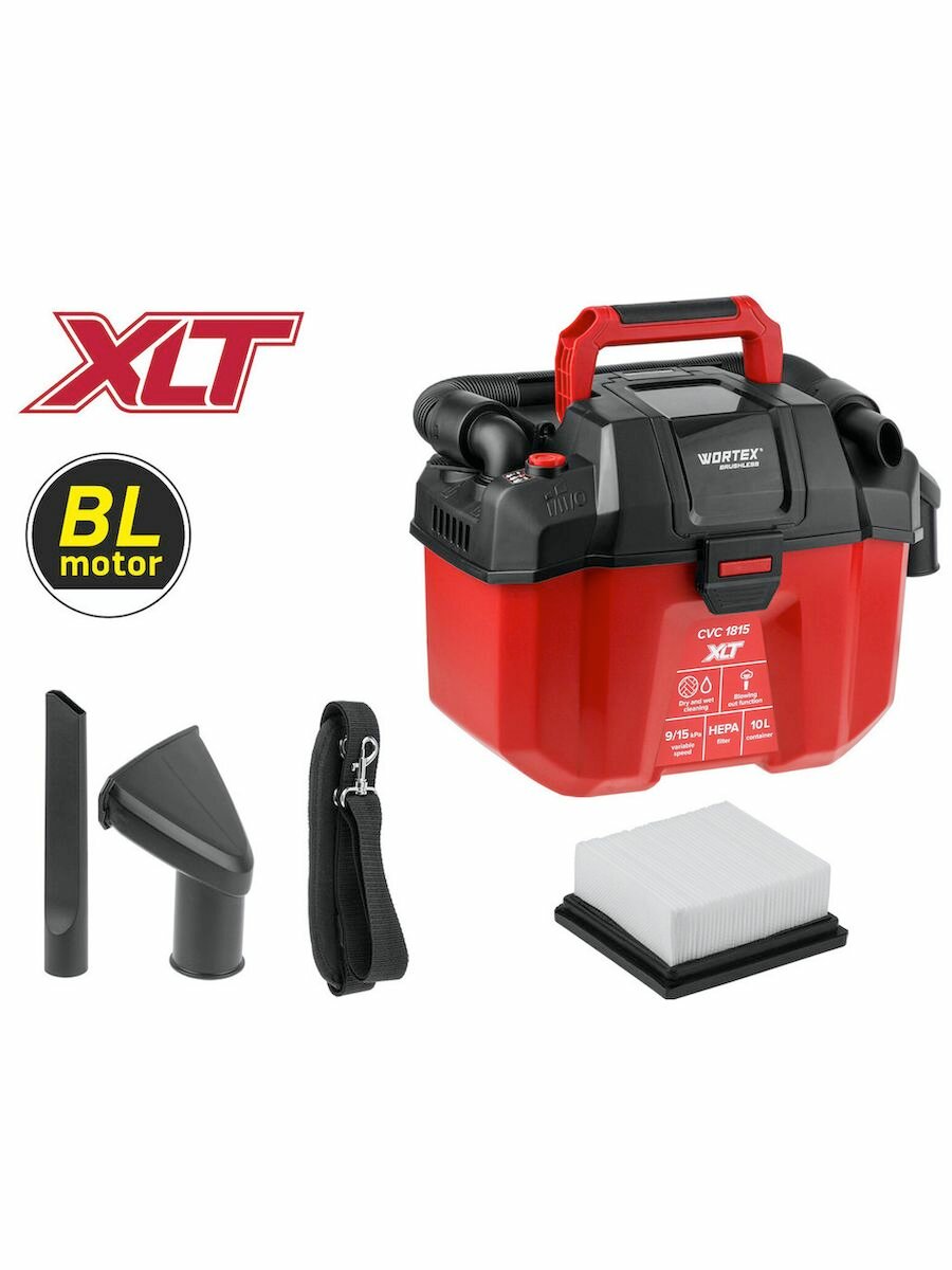 Пылесос строительный беспроводной аккумуляторный WORTEX CVC 1815 ALL1 XLT SOLO (1334963)