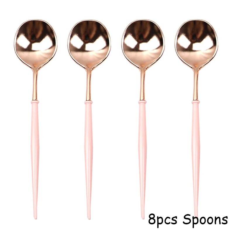 8шт Розовые ложки Rose Gold