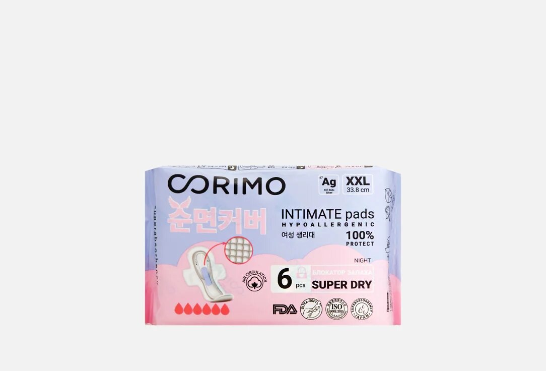 Corimo 33.8 cm Ночные прокладки 6 шт