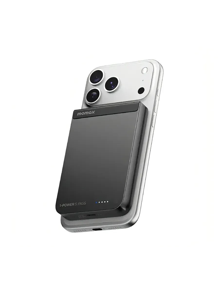 Внешний аккумулятор Momax 1 Power S.Pass, с беспроводной зарядкой, 15 W, 10000 mAh, черный