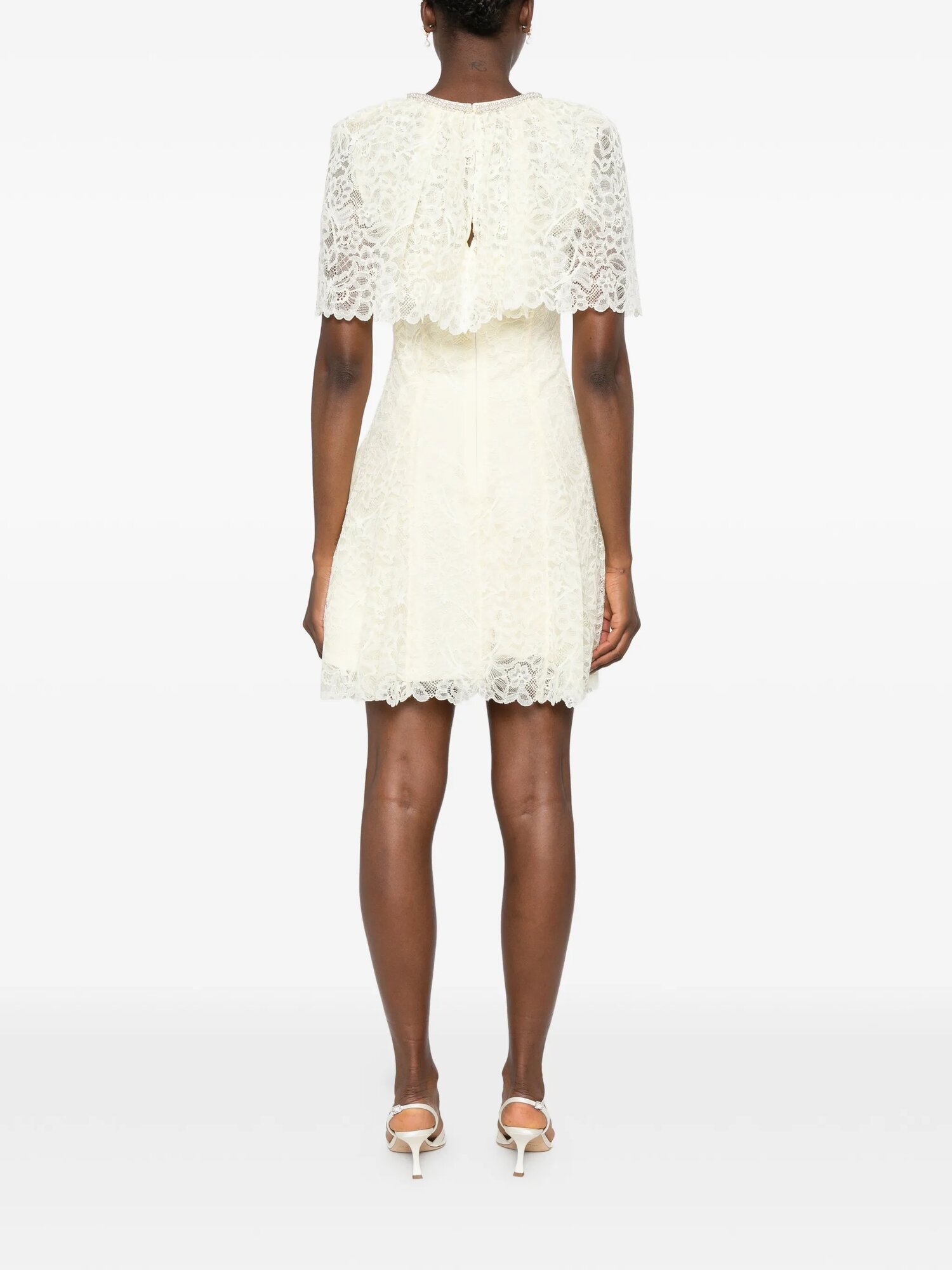 Платье Self-Portrait Lace mini dress, размер 8, yellow — фото 1