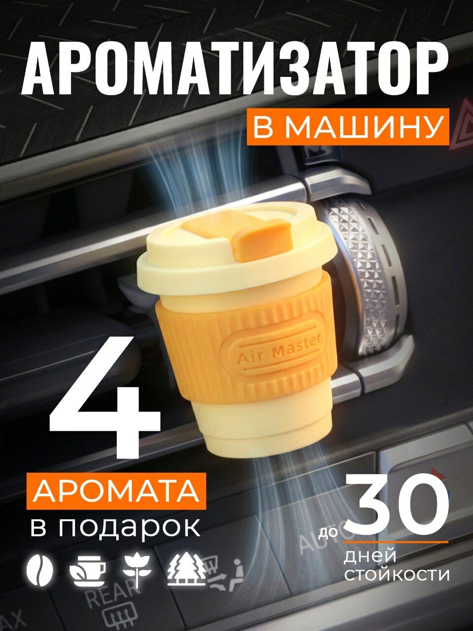 Ароматизатор для автомобиля на дефлектор, ароматизатор в машину со сменными ароматами, аксессуар в авто