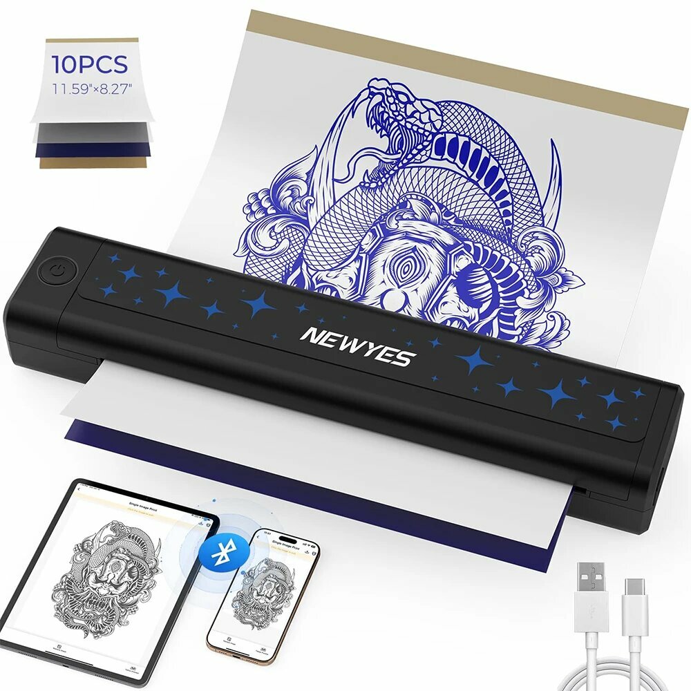 Портативный принтер для тату-трафаретов NeWYeS 10 шт.