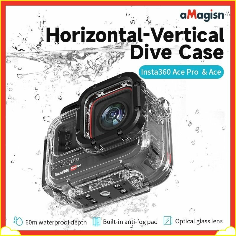Чехол для подводного плавания aMagisn 60 м для Insta360 Ace Pro 2 / AcePro, 197-футовый подводный водонепроницаемый защитный корпус