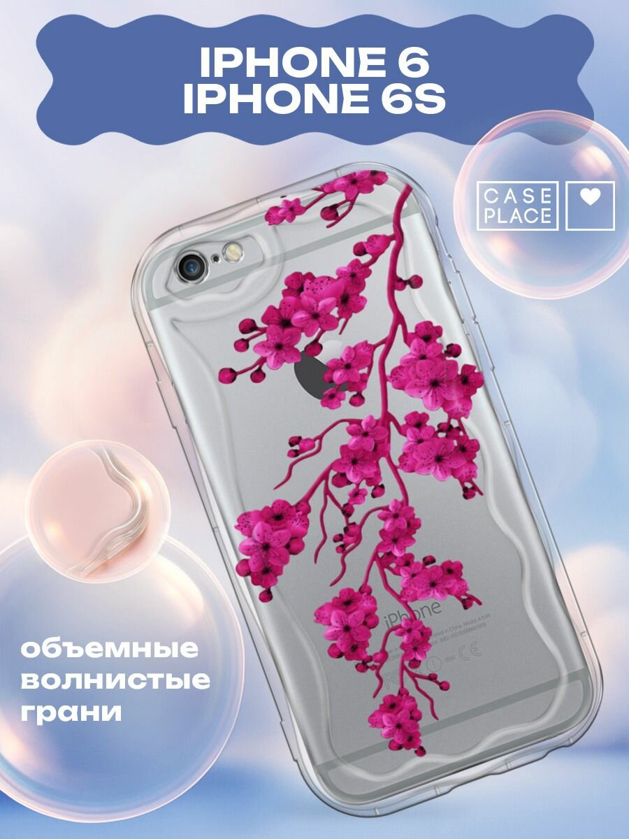 Чехол на Apple iPhone 6/6S / Айфон 6/6S с принтом Яркая розовая сакура