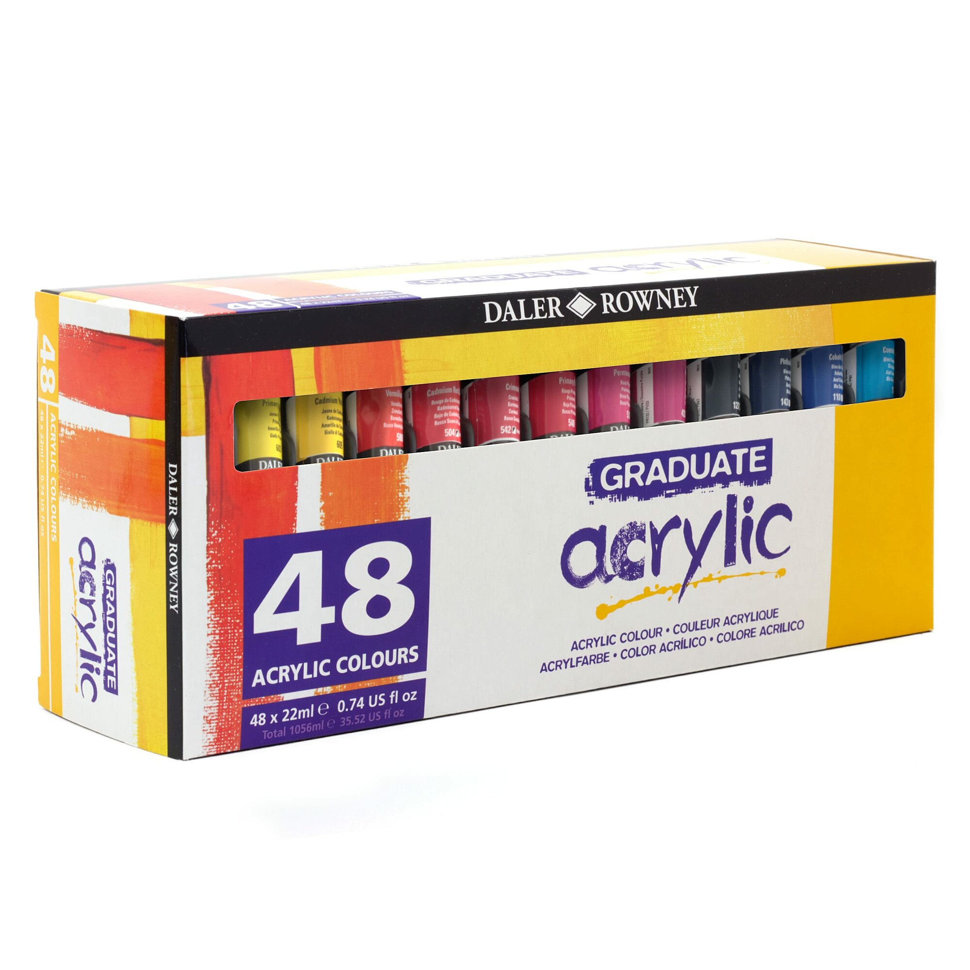 Daler Rowney GRADUATE краски акриловые художественные, набор 48 цветов по 22 мл, D123900048