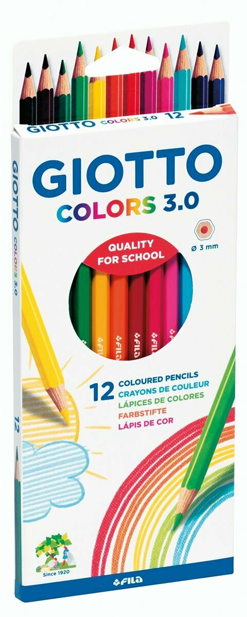 Карандаши цветные Giotto "Colors", 12 цветов, деревянные