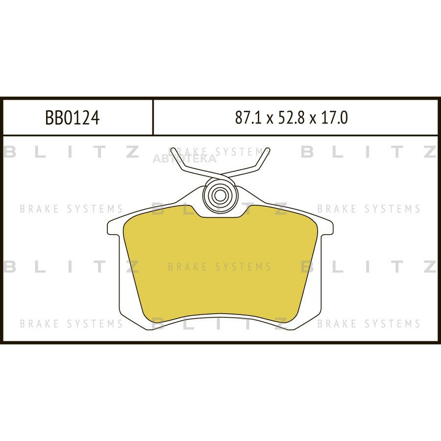 Колодки тормозные дисковые задние BLITZ BB0124 AUDI A3/A4 96->/ SKODA Octavia/Rapid 99->/ VW Golf/Passat/Sharan 92->