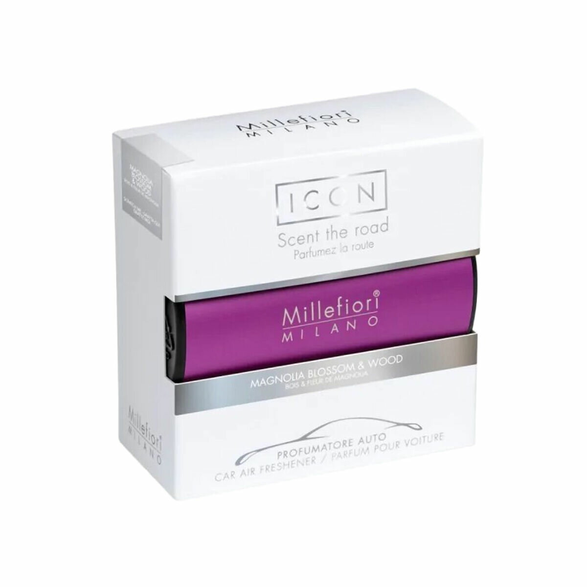 Millefiori Milano Ароматизатор для автомобиля Классик Icon Magnolia Blossom & Wood (цветы магнолии и дерево) фиолетовый