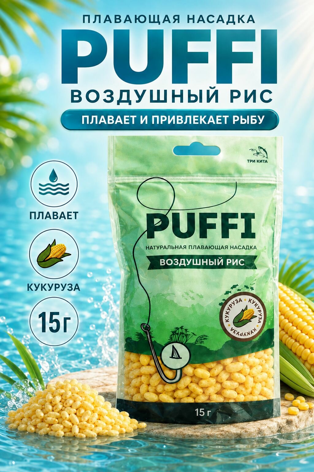 PUFFI паффи воздушный рис Кукуруза 15 г, плавающая наживка на крючок для карася, карпа, леща