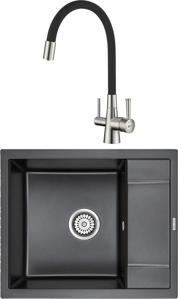 Комплект Мойка Paulmark Flugen PM216050-BL / Смеситель Lemark Comfort LM3075BN-Black