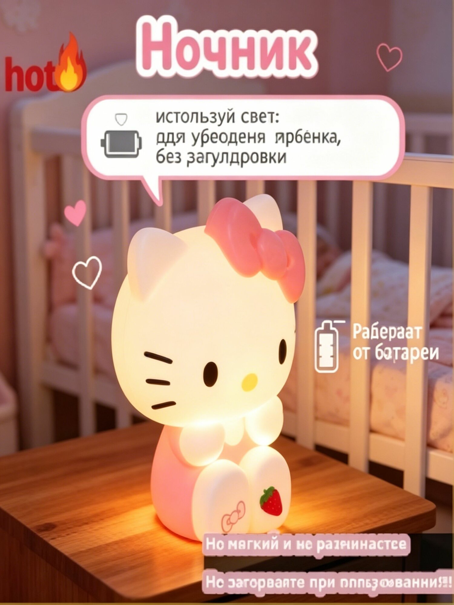 Ночник Hello Kitty милый светильник для детей