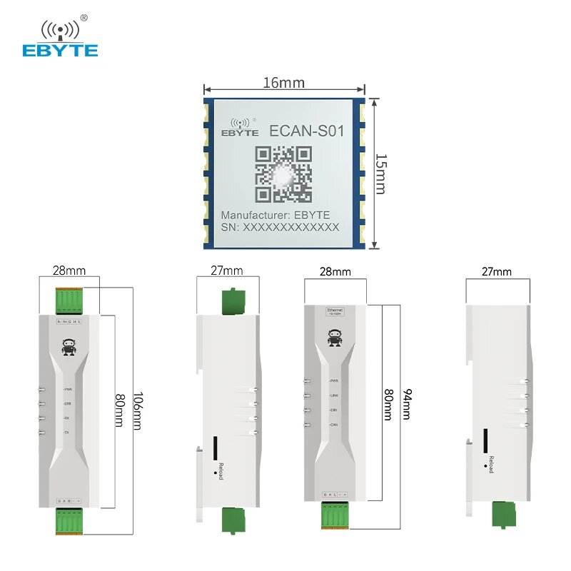 Конвертер CAN EBYTE ECAN серии ECAN-E02 — фото 1