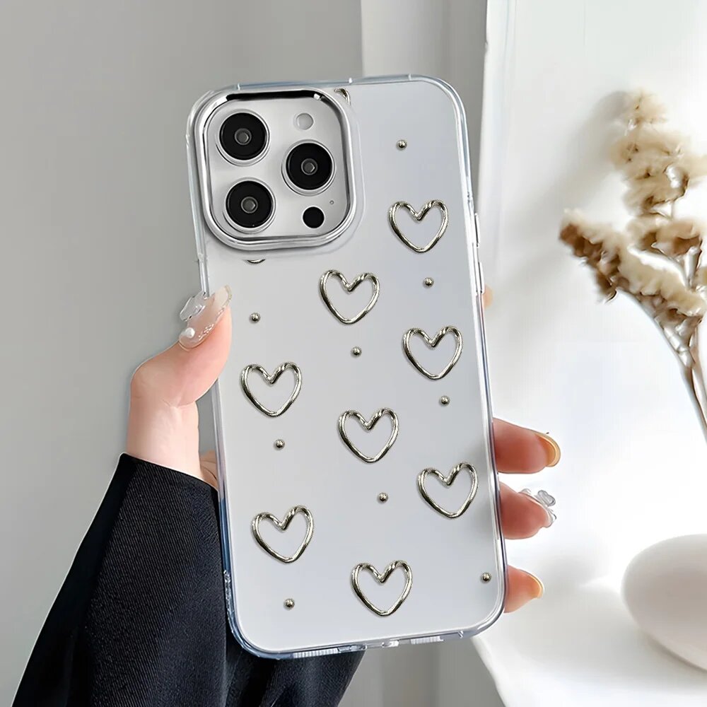 Модный изысканный чехол для телефона с бантиками и сердечками для iPhone 17 Air 16 Pro Max 15 Pro 14 13 12 11, прозрачный защитный чехол-накладка