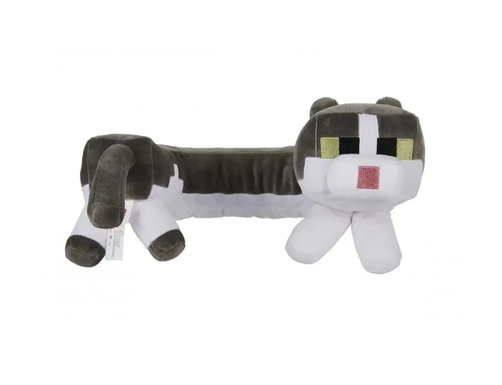 Мягкая игрушка-подушка кот Gray Cat Minecraft 40 см, плюш, серый