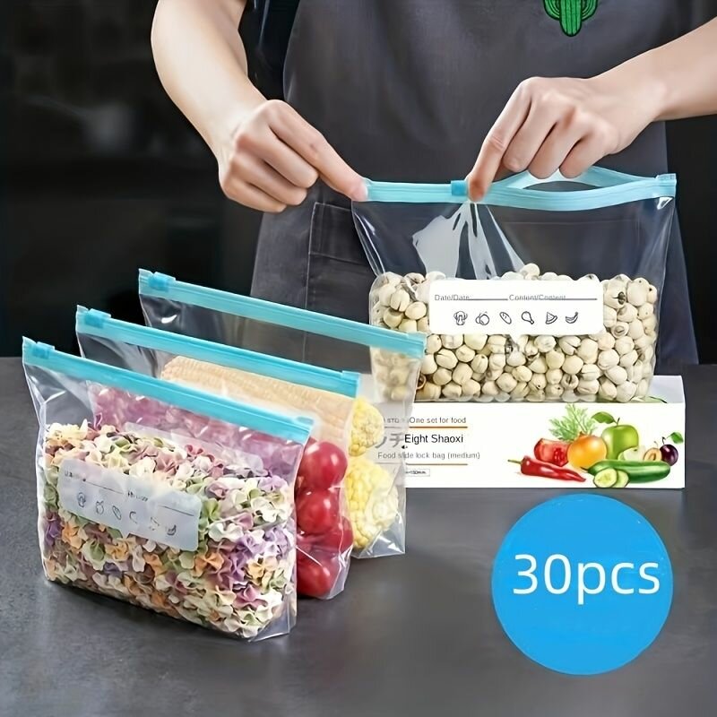 Многоразовые пакеты для хранения продуктов с зип-замком, герметичные, набор