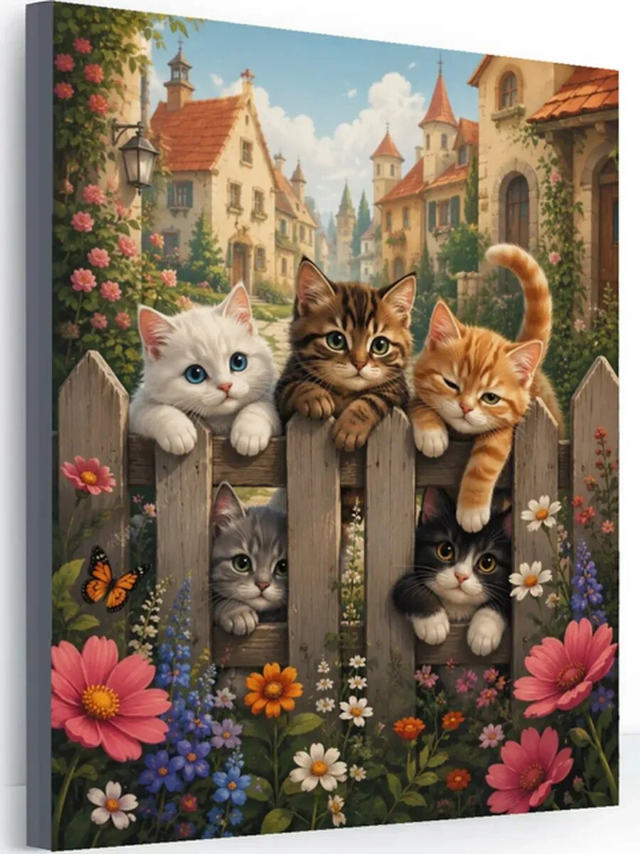 Картина на стену для интерьера "Котята", на подрамнике, 40 x 50 см