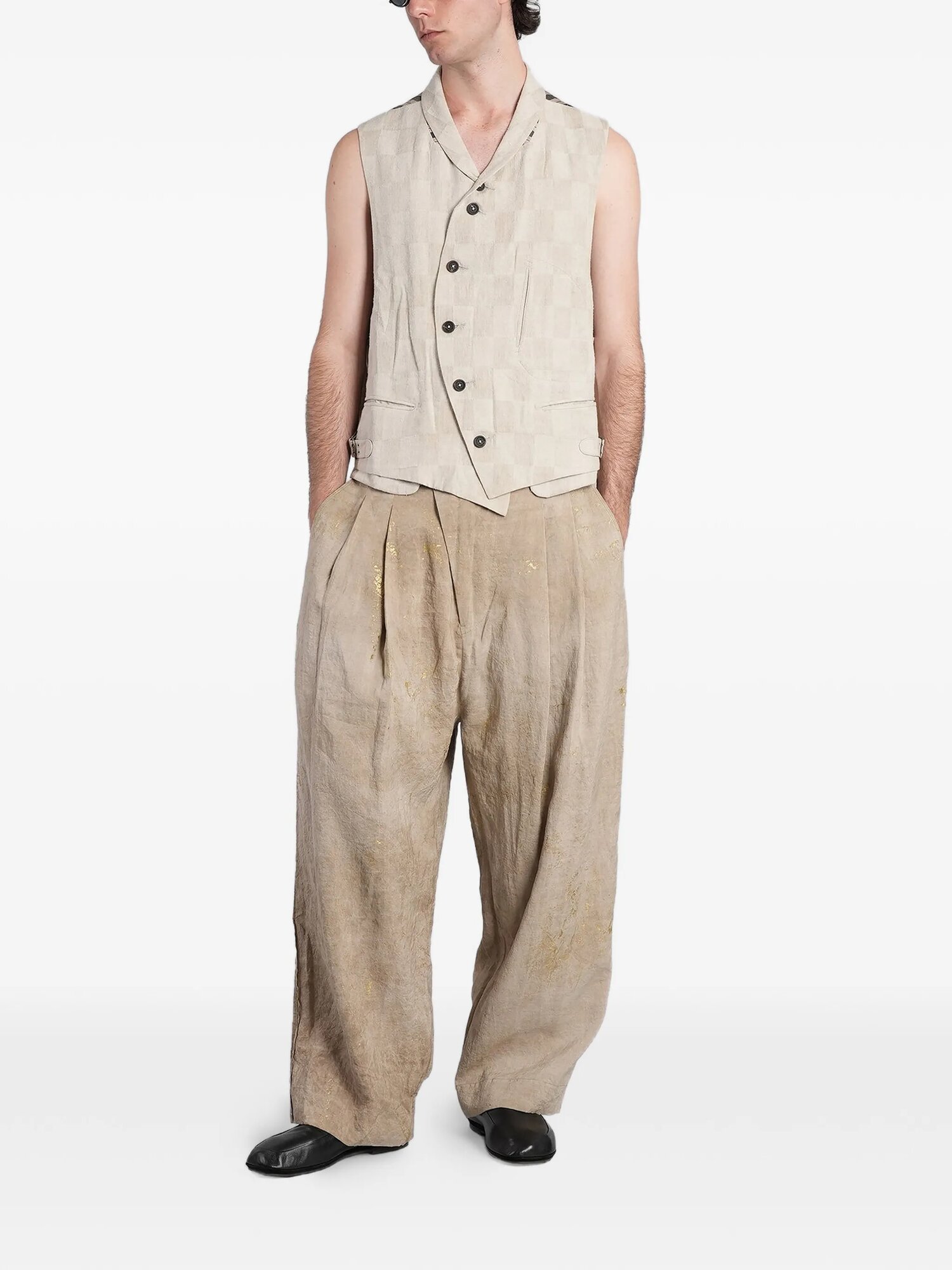 Пальто Ziggy Chen Check-pattern asymmetric waistcoat, размер 48, разноцветный — фото 1
