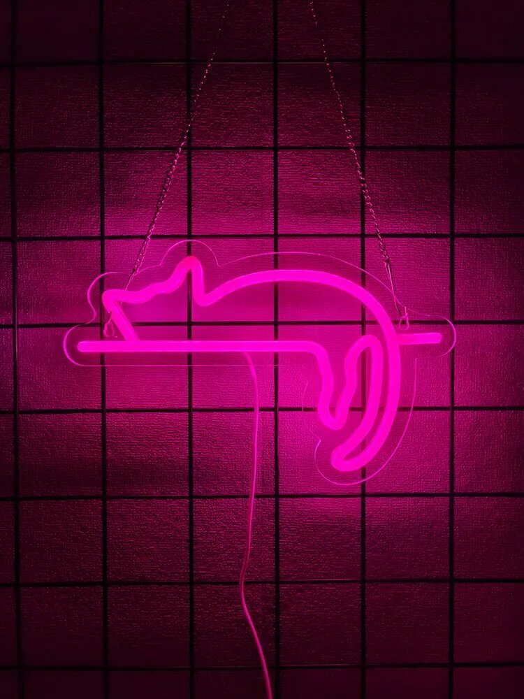 Неоновая светодиодная вывеска Ленивый Кот с розовой подсветкой питание от USB ночник для детской комнаты спальни и тематического декора