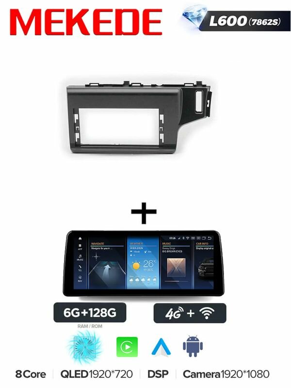 Магнитола Mekede L600 6/128 Gb для Honda Jazz 3 2015-2020 Fit 3 GP GK 2013-2020 (A) Правый руль