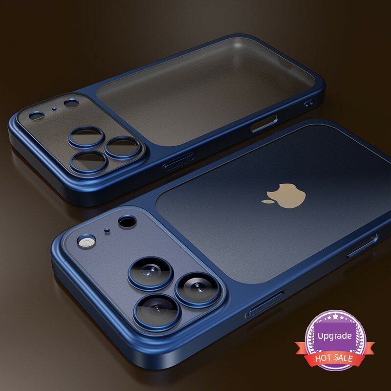 IPhone 17 премиум-чехол темно-синего цвета с импортным материалом, усиленная защита от падений, бесплатная защитная