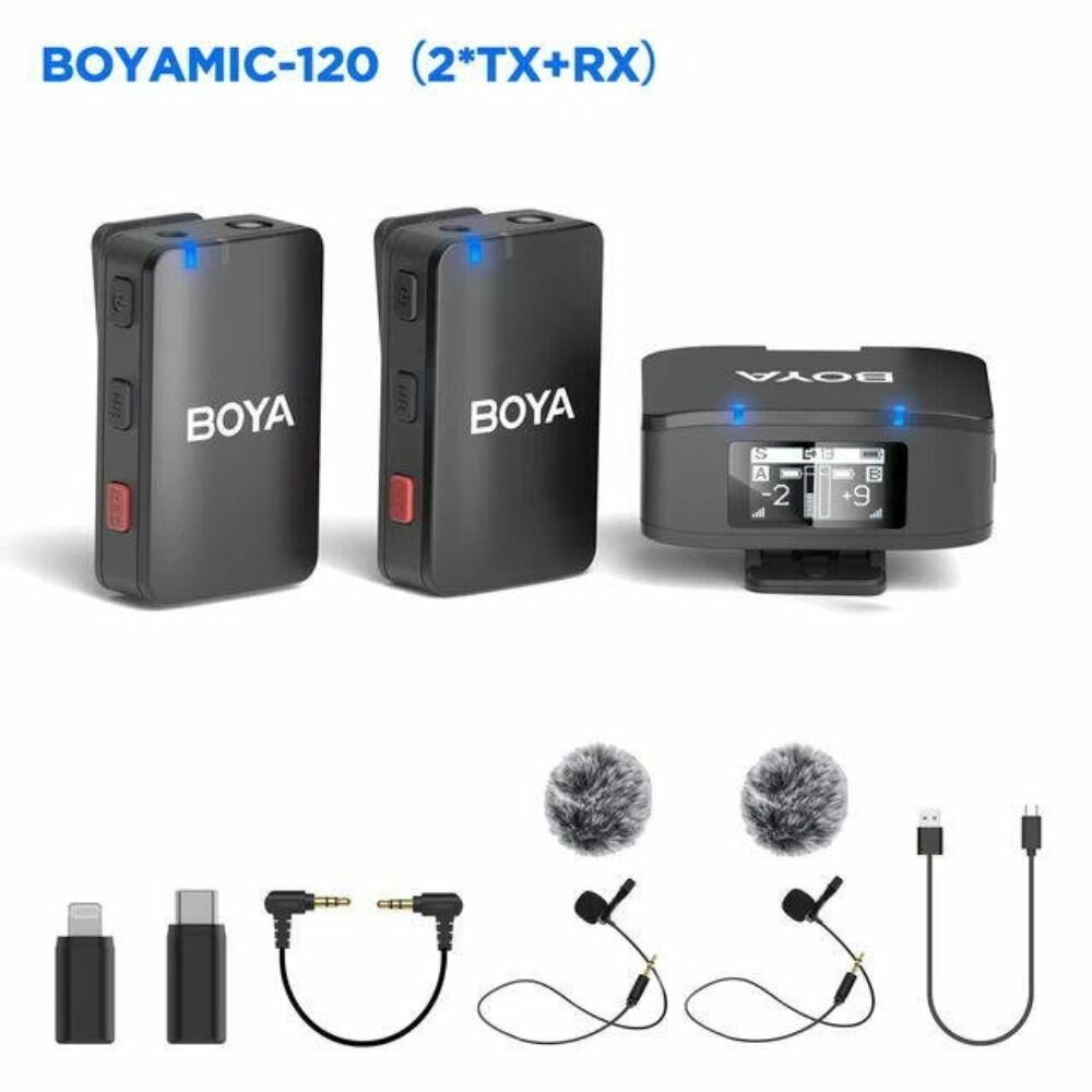BOYA BOYAMIC Беспроводной петличный микрофон с 8 ГБ встроенной памяти для записи до 15 часов при передаче на 300 метров