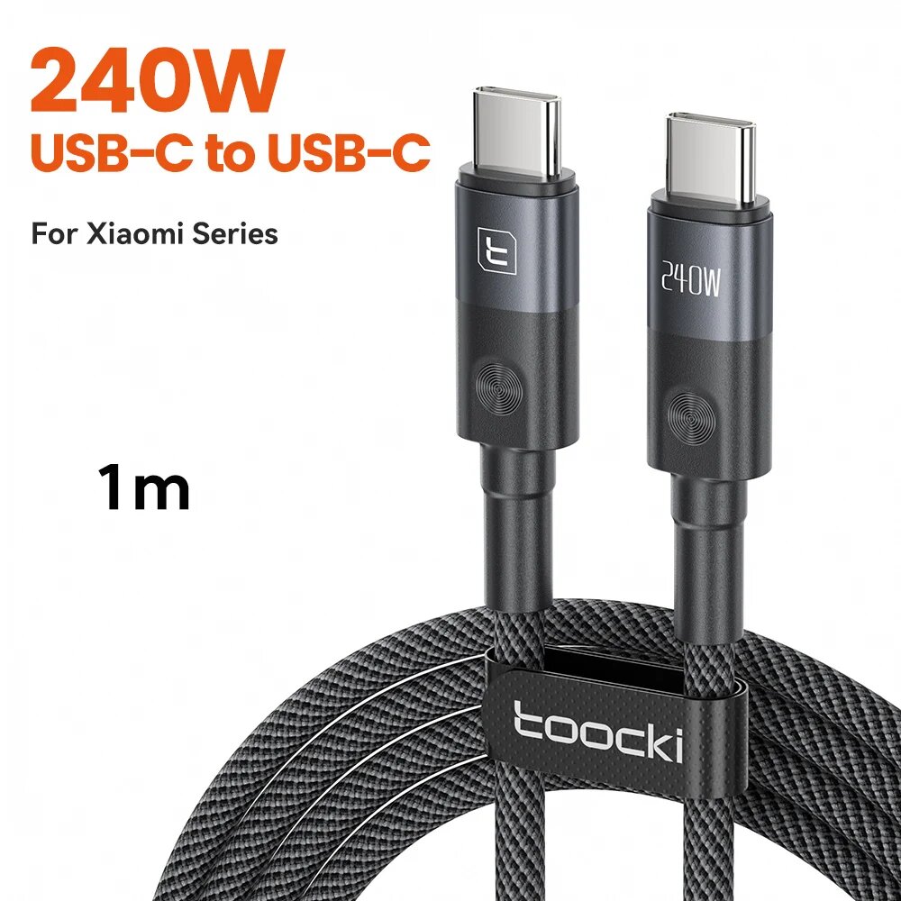 Кабель Toocki USB C - Type C, 240 Вт, PPS PD240W, сверхбыстрая зарядка, для 2Pcs, 1m 240W USB C