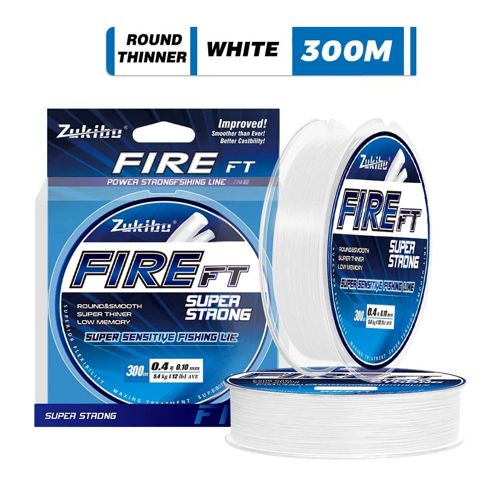 Зукибо Fire FT Белая леска 300м, 0.13mm