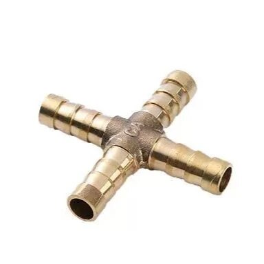 Тройник латунный для шланга 6mm, Cross 4 Ways