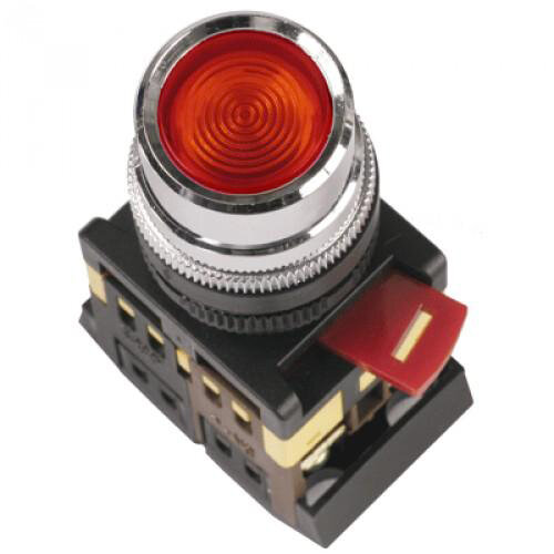 IEK Кнопка красная ABLFS-22 1з+1р плоская с подсветкой неон 240В (BBT30-ABLFS-K04)