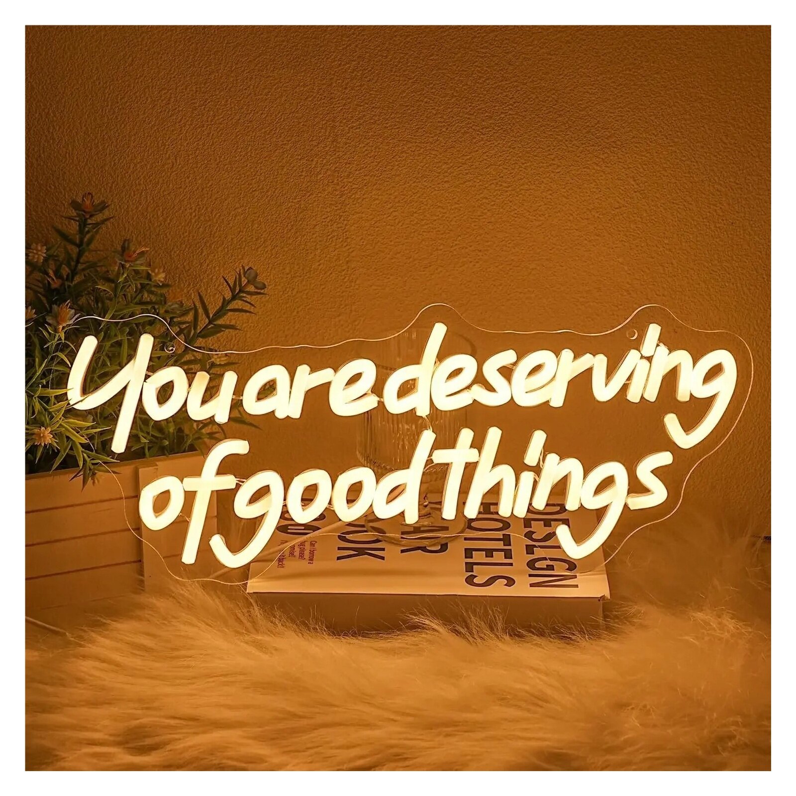 Неоновая LED-вывеска с USB-питанием You Are Good Deserving Of Things 42x17cm