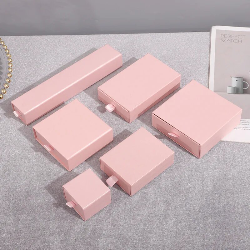 Коробки из крафт-бумаги для украшений 5 шт. Розовый, L Pink, 5x5x3.5cm