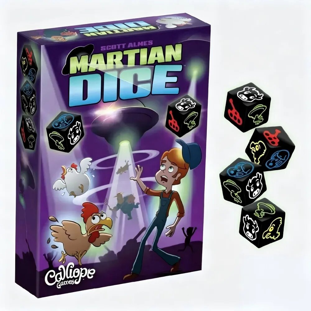 Calliope Martian Dice, Crazy Alien Invasion Game, Press-Your-Luck Dice Game for 2-6 Players Ages 8 & up Карточная игра Настольная игра