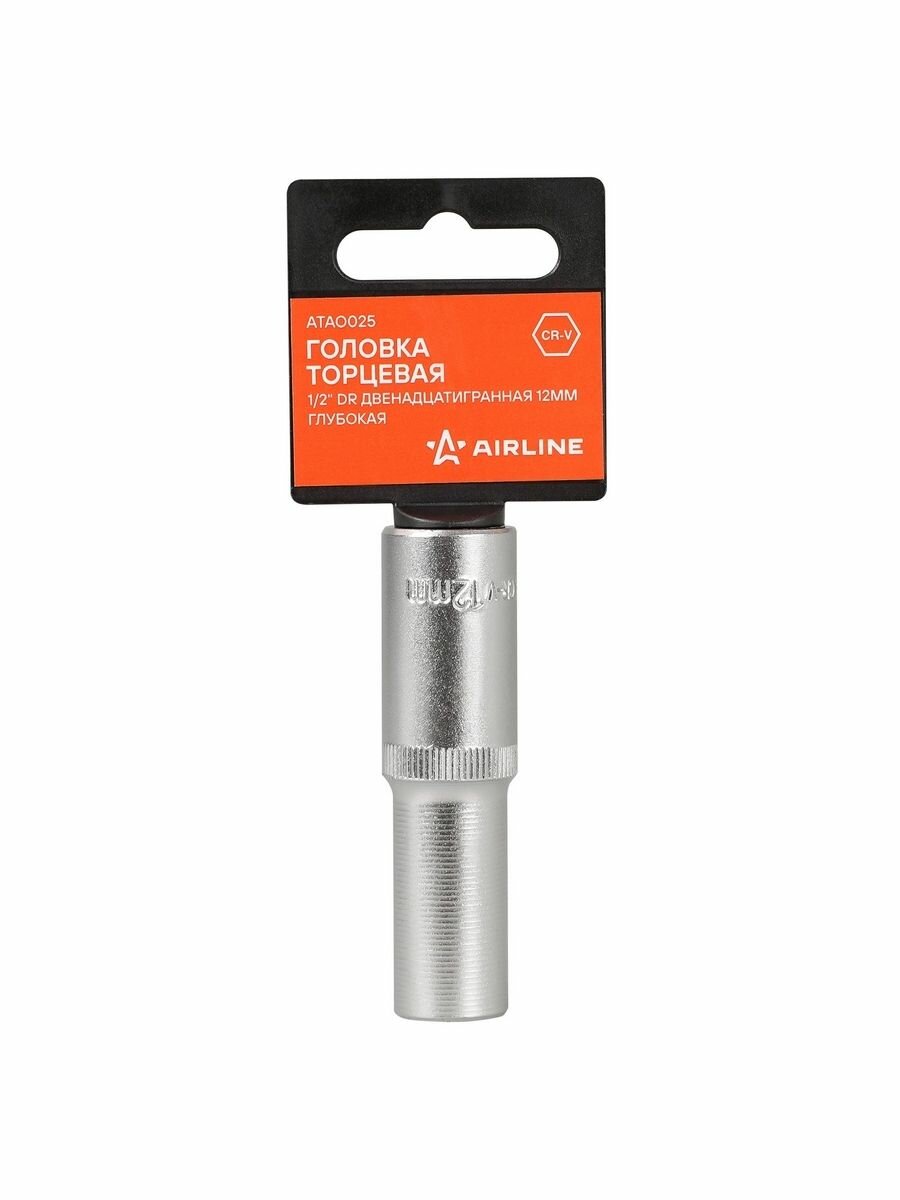 Головка торцевая 1/2"DR, двенадцатигранная, 12 мм, глубокая, L 78 мм AIRLINE ATAO025