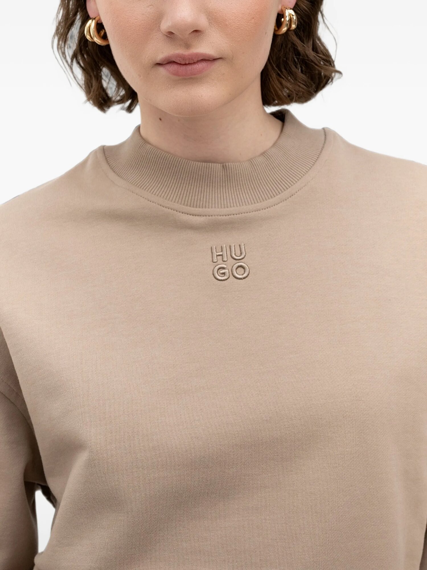 Свитер HUGO Logo-embroidered mock-neck sweater, размер 34, , разноцветный — фото 1