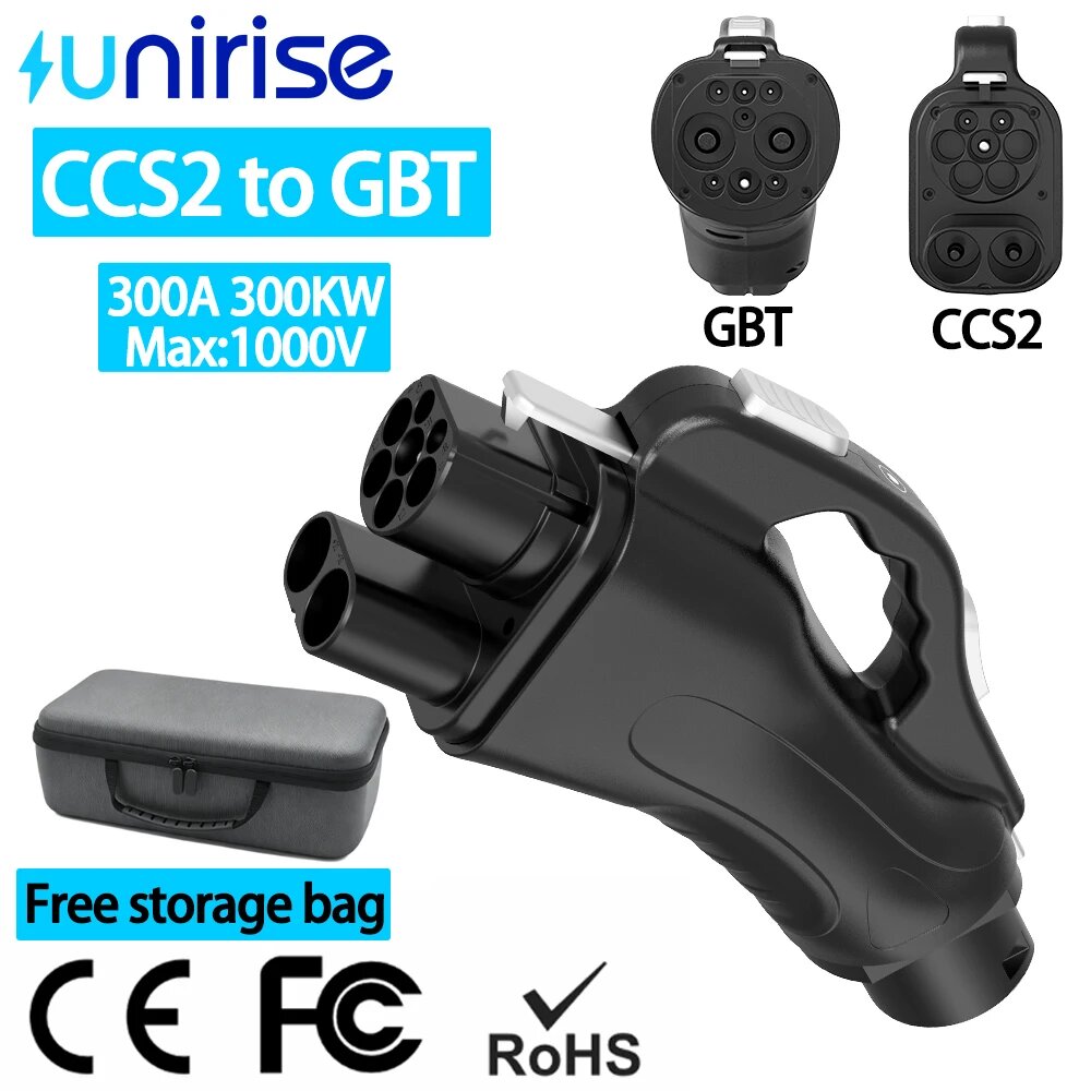 Адаптер UNIRISE 300A CCS2-GBT для электромобилей, конвертер зарядной станции постоянного тока 300 кВт для автомобилей BYD, AVATR, Xiaomi, быстрый зарядный конвертер-адаптер