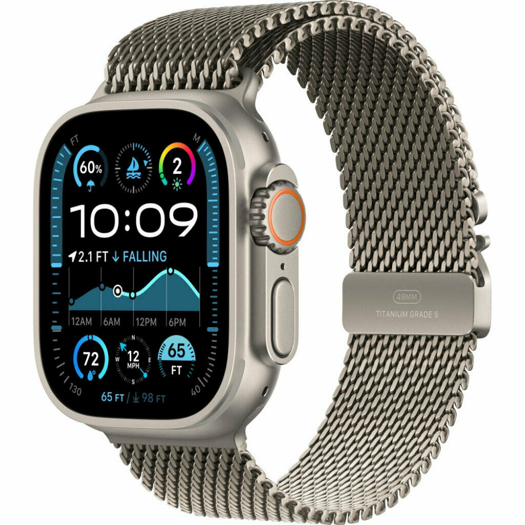 Часы Apple Watch Ultra 3 2025 49mm Natural Titanium Case With Natural Milanese Loop, S, (Серый/Бежевый/Титановый)